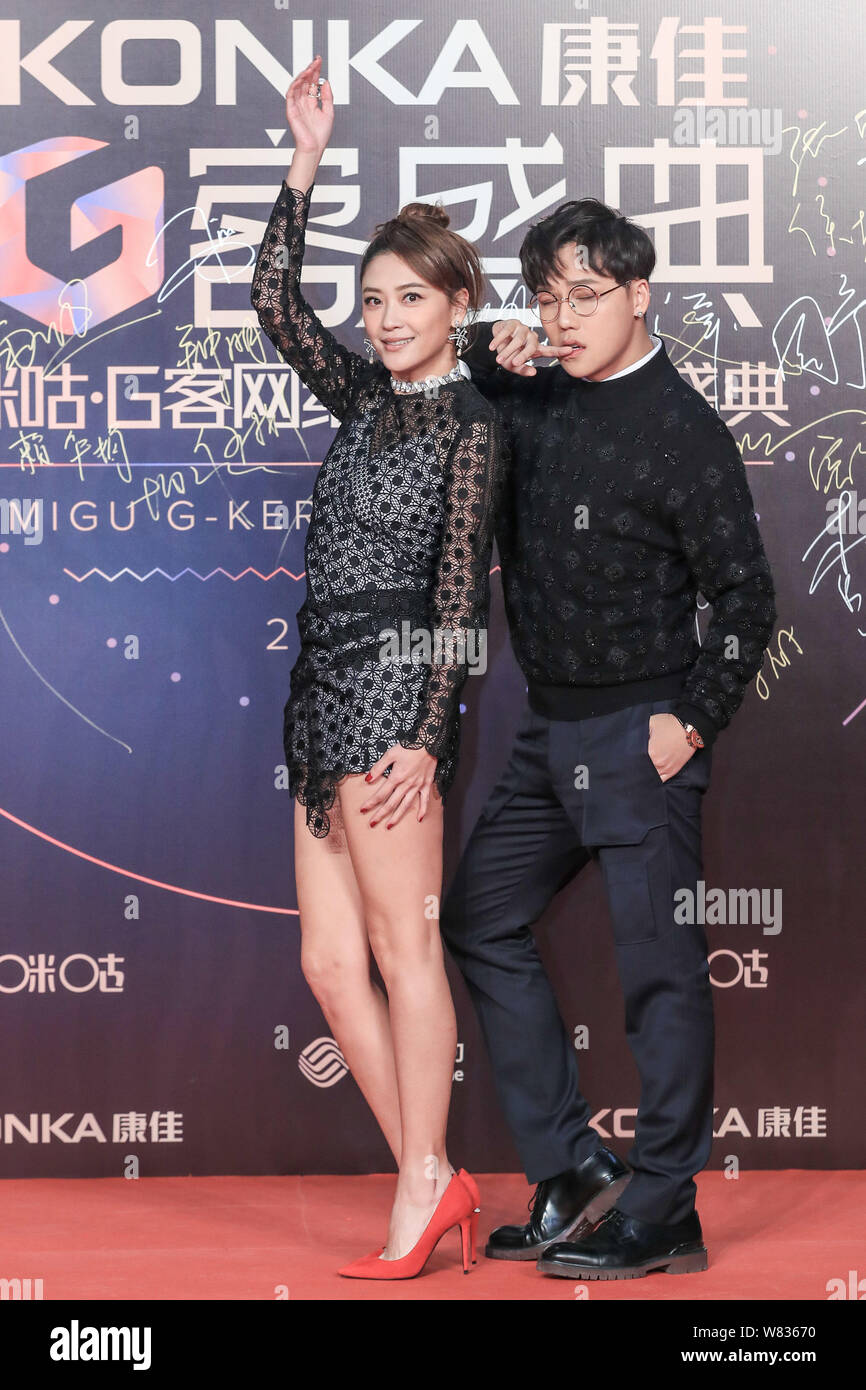 Hong Kong actress Cherrie Ying, left, and Chinese singer Liu Wei arrive ...