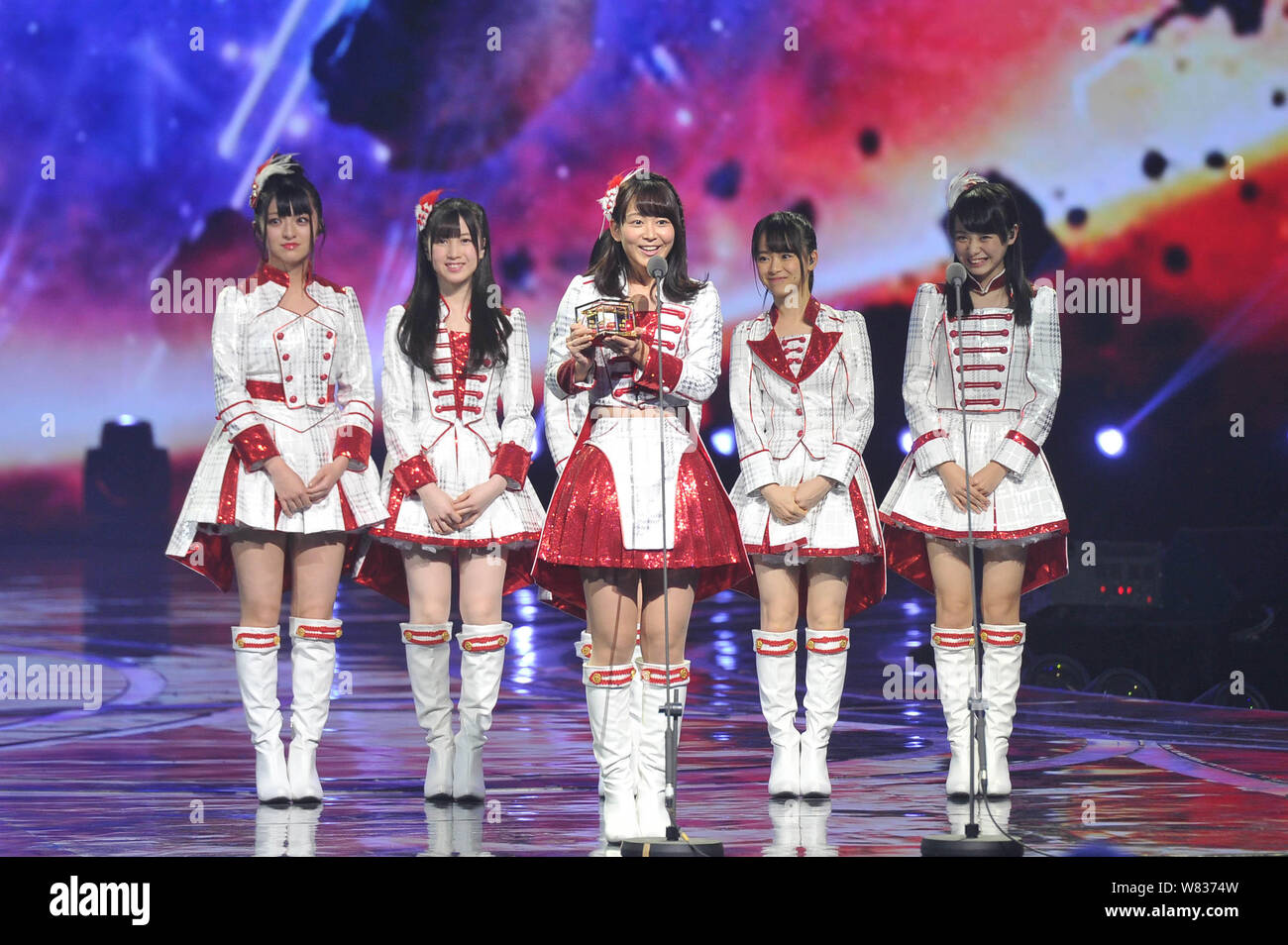 Members of Japanese girl group AKB48 Team8 attend the 2016 Young Choice ...