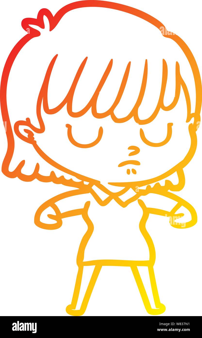 warm gradient line drawing of a cartoon woman Stock Vector Image & Art ...