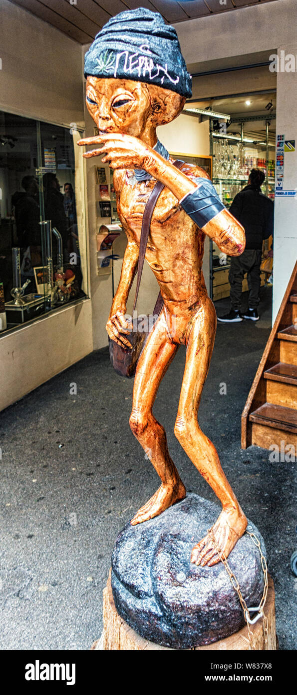 Amsterdam, Holland - March 24, 2016 - Fanciful model of an alien ...