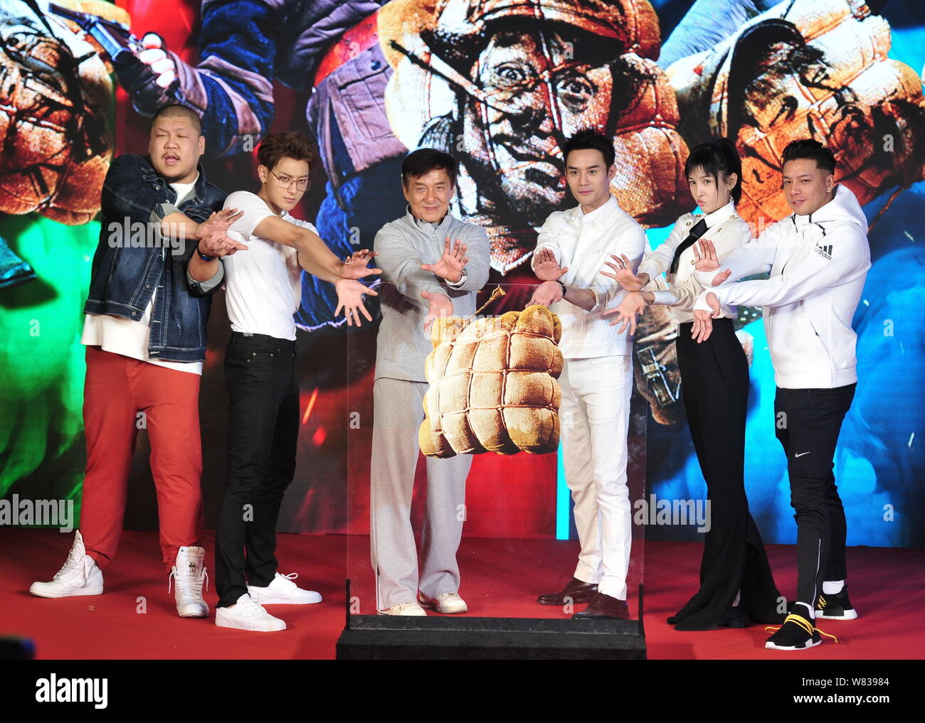 (From left) Chinese actor Sang Ping, singer and actor Huang Zitao ...