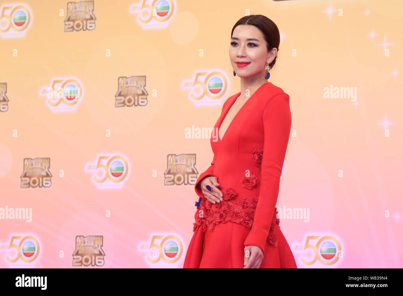 Hong Kong actress Mandy Wong arrives on the red carpet for the 2016 TVB ...