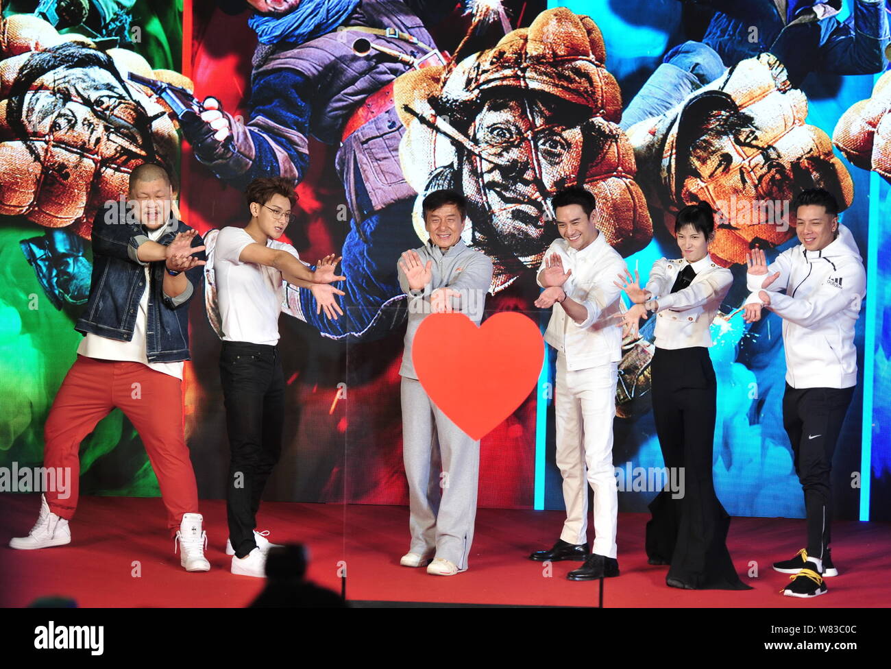 (From left) Chinese actor Sang Ping, singer and actor Huang Zitao ...