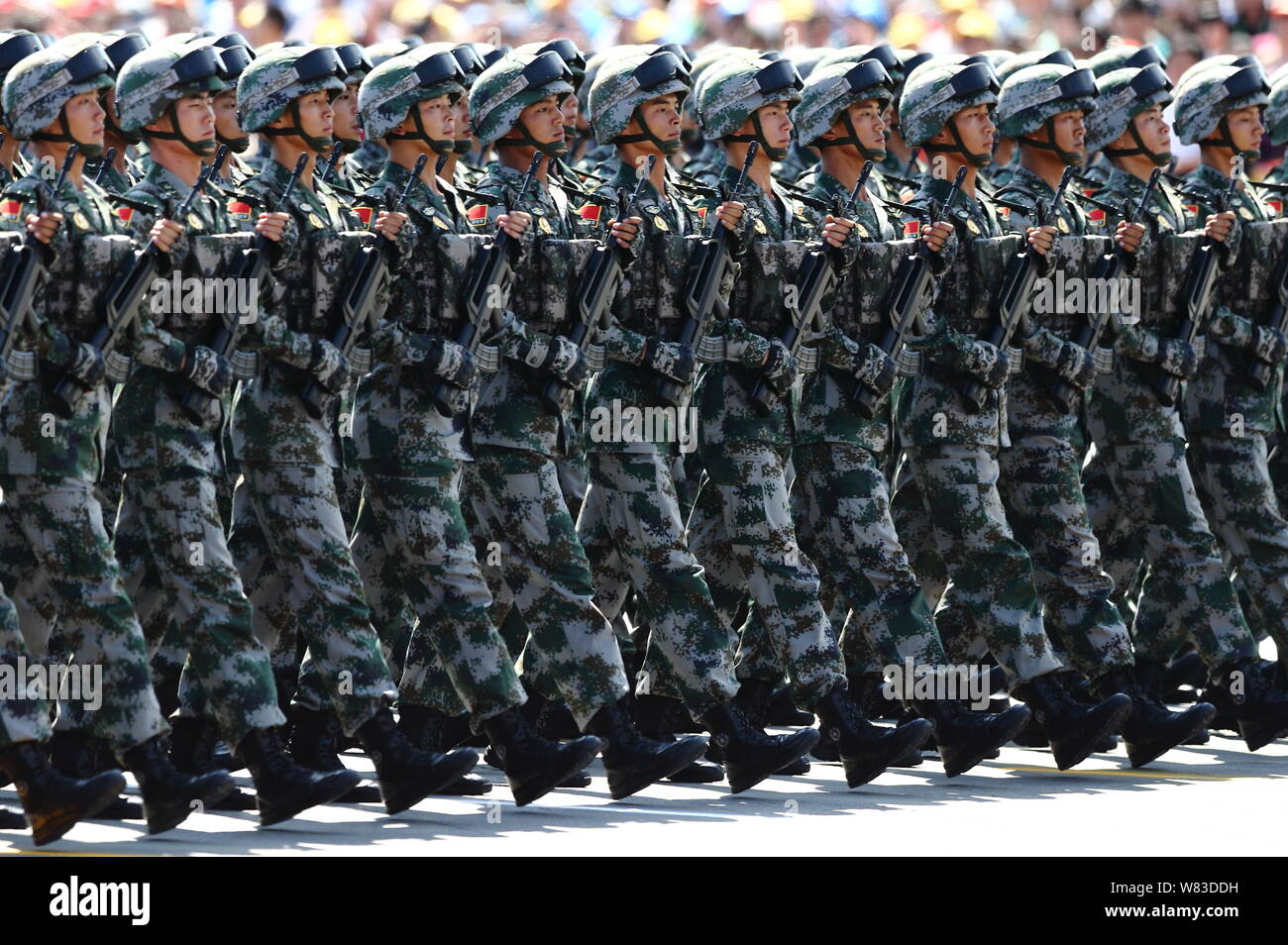 --FILE--Chinese PLA (People's Liberation Army) soldiers march past the ...
