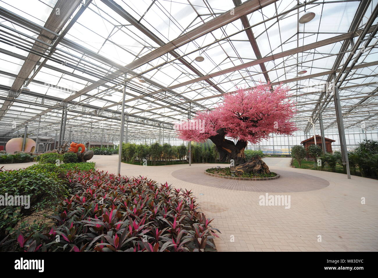 View of an indoor smog-proof garden built by a coal mine owner in ...
