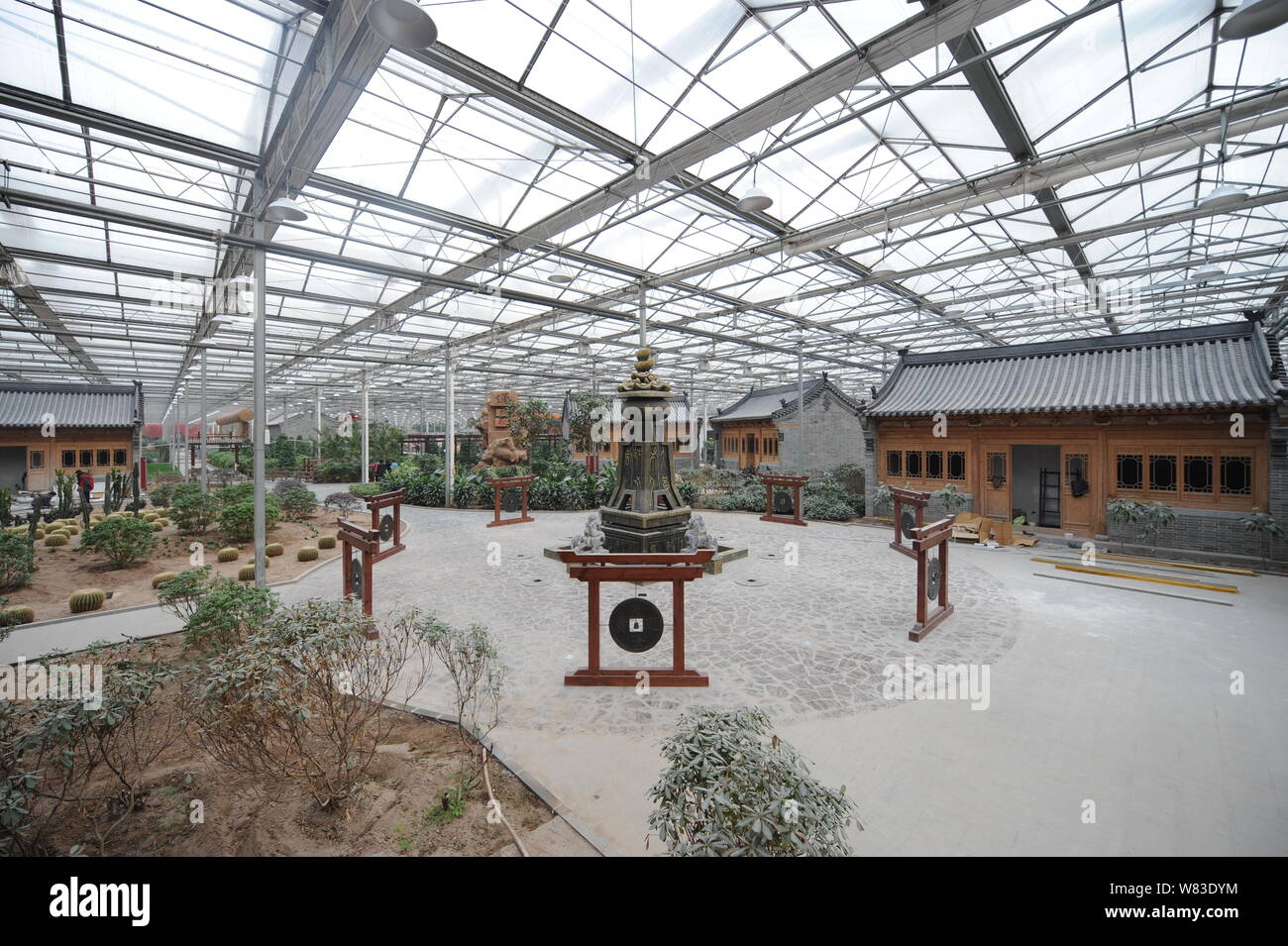 View of an indoor smog-proof garden built by a coal mine owner in ...