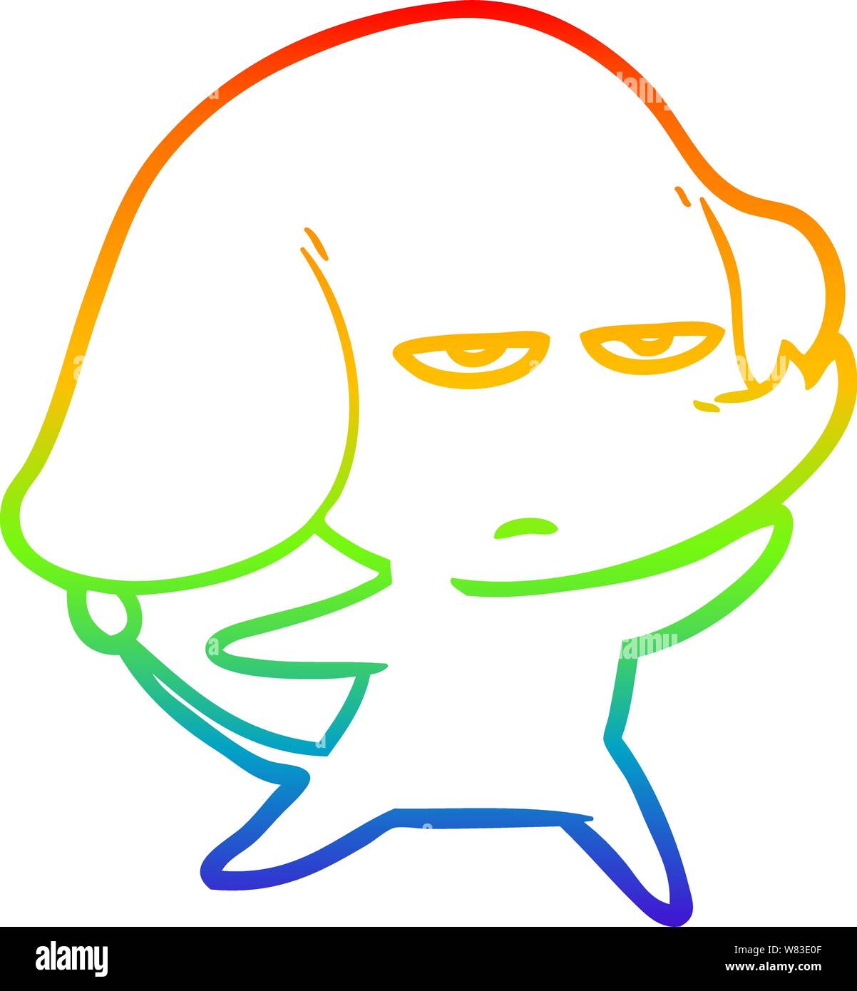 rainbow gradient line drawing of a annoyed cartoon elephant Stock ...