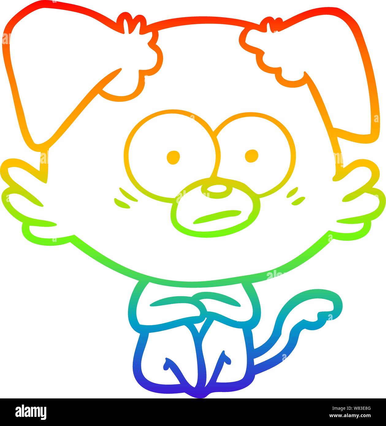rainbow gradient line drawing of a nervous dog cartoon Stock Vector ...
