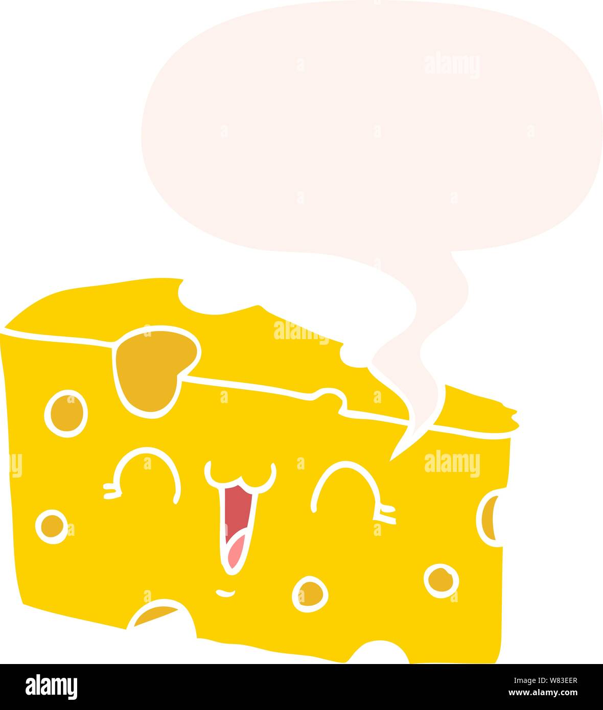 cartoon cheese with speech bubble in retro style Stock Vector Image ...