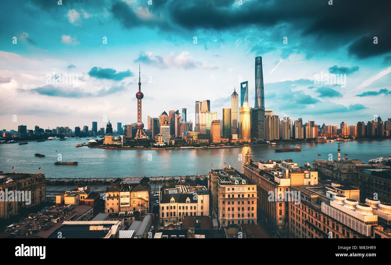 --FILE--Skyline of Puxi, Huangpu River and the Lujiazui Financial ...