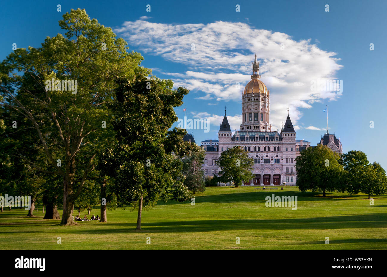 State Capitol overlooking Bushnell Park, Hartford, Connecticut Stock ...