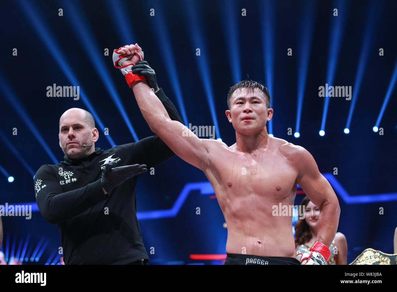 Wang Sai of China poses after defeating Koji Shikuwa of Japan during ...