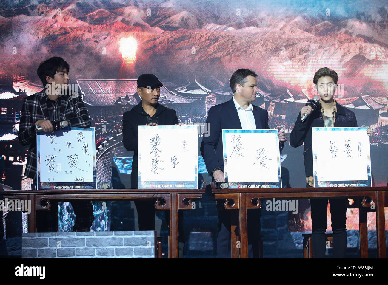 (From left) Chinese actors Lin Gengxin, Zhang Hanyu, American actor ...