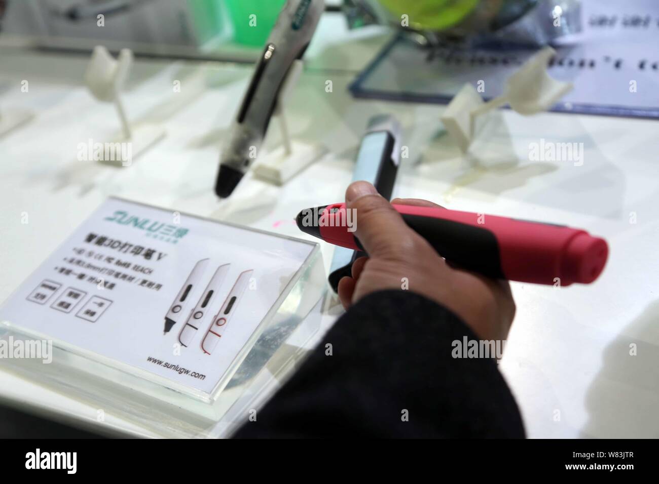 A smart 3D-printing pen is on display during the Inside 3D Printing ...
