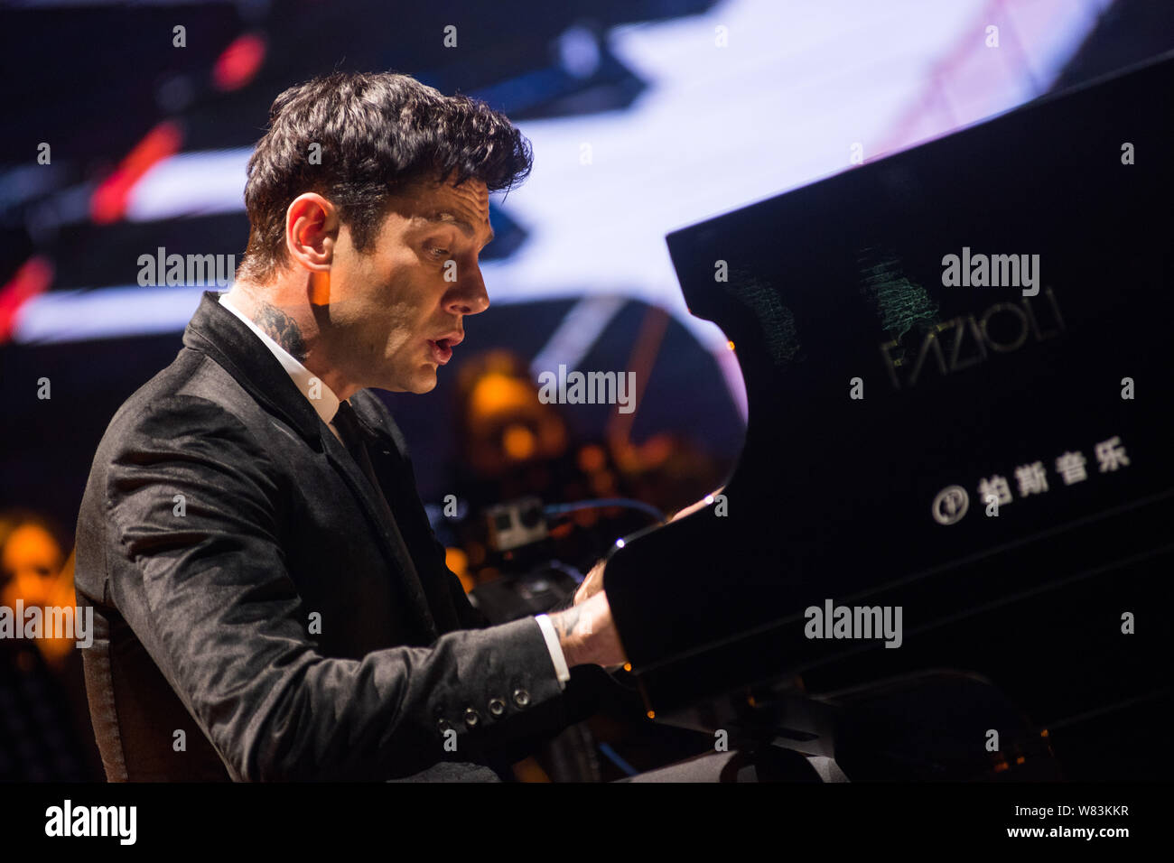 Croatian pianist Maksim Mrvica performs at his concert during the ...