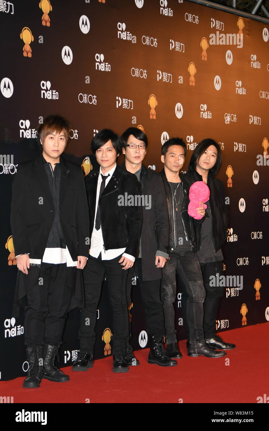 Members of Taiwanese band Mayday arrive on the red carpet for the 10th ...
