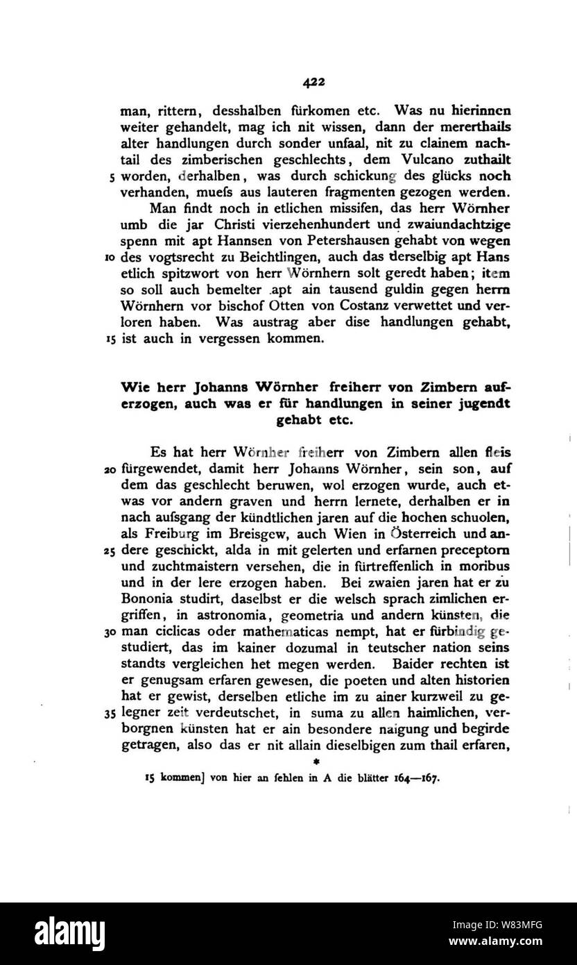 De Zimmerische Chronik 1 422 Stock Photo - Alamy