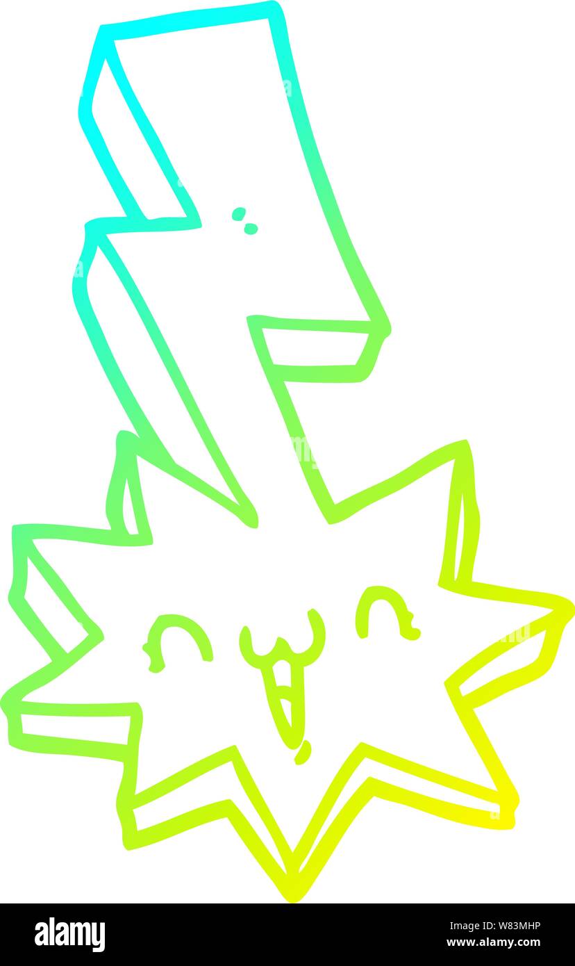 cold gradient line drawing of a cartoon lightning bolt Stock Vector ...