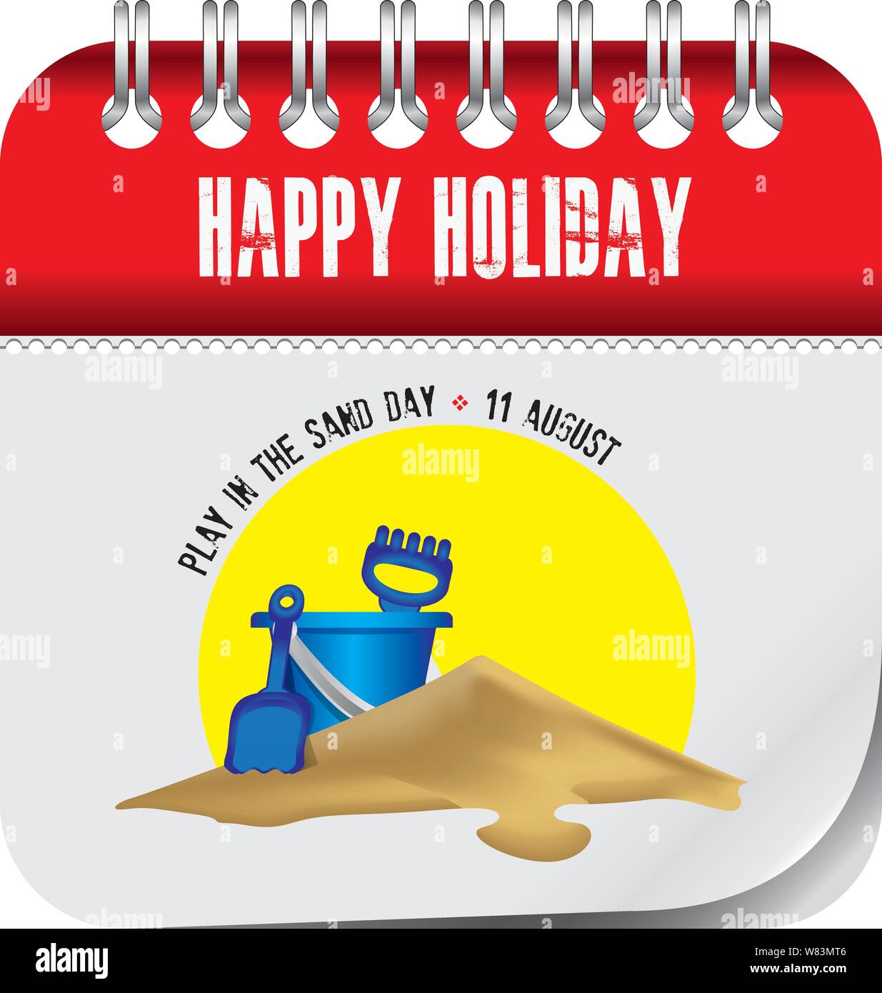 Happy Holiday - Play In The Sand Day. Sheet of the calendar with sand ...