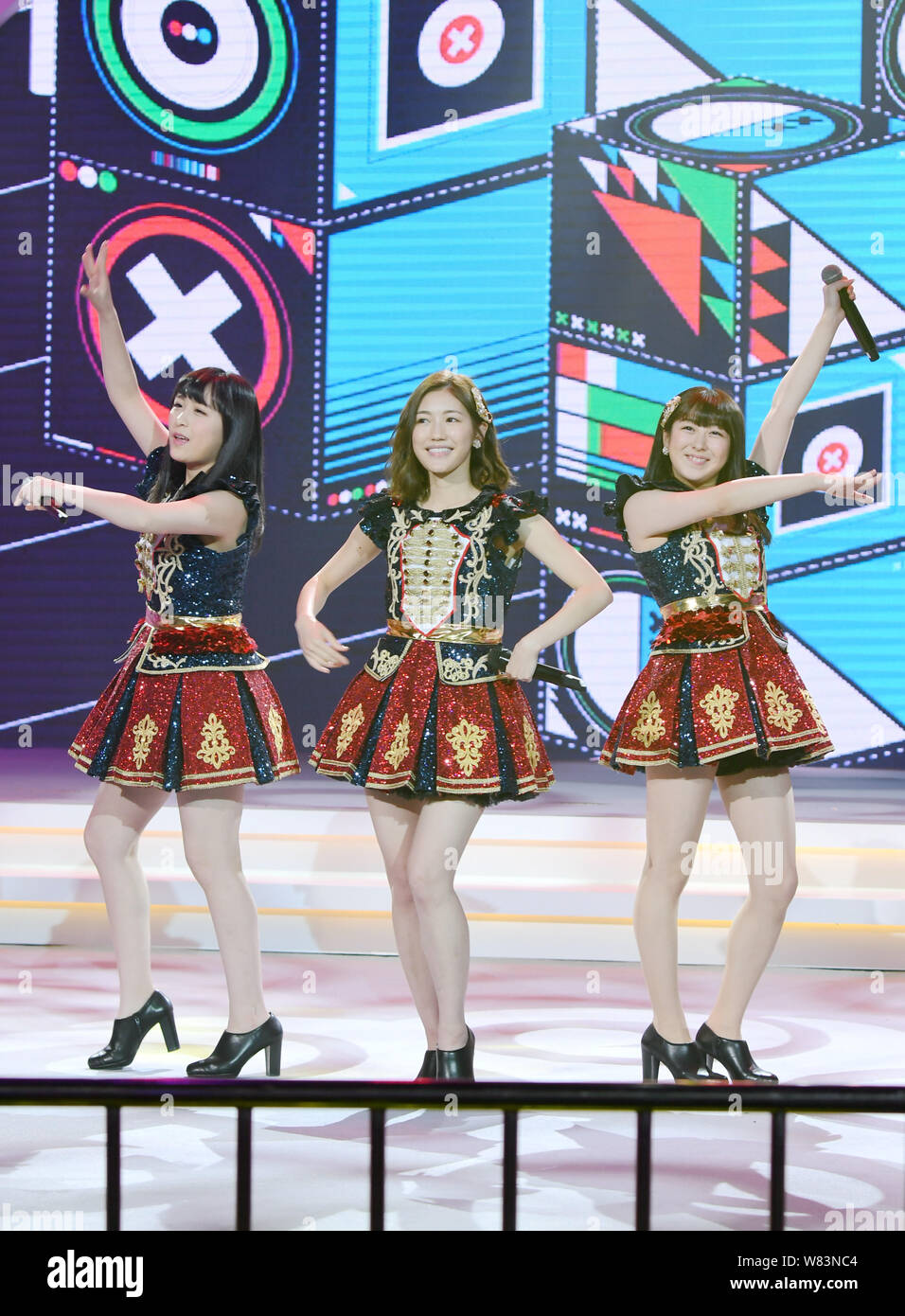 (From left) Saya Kawamoto, Mayu Watanabe and Rina Izuta of Japanese ...