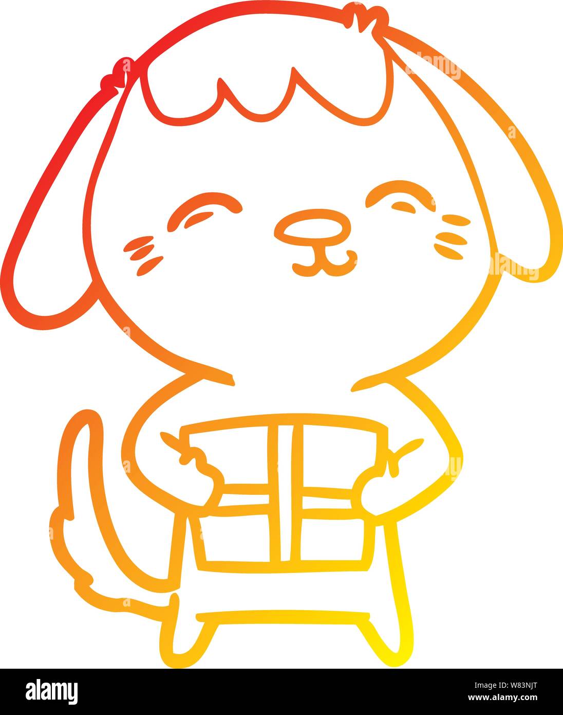 warm gradient line drawing of a happy cartoon dog Stock Vector Image ...