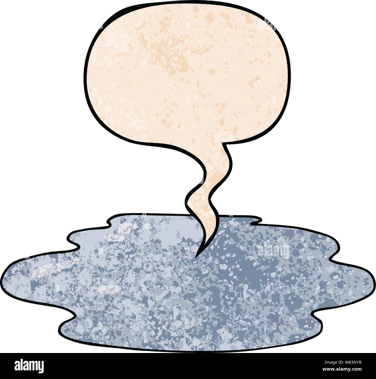 cartoon puddle of water with speech bubble in retro texture style Stock ...
