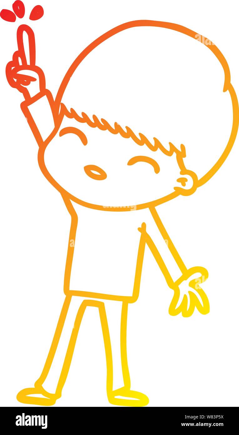 warm gradient line drawing of a happy cartoon boy Stock Vector Image ...