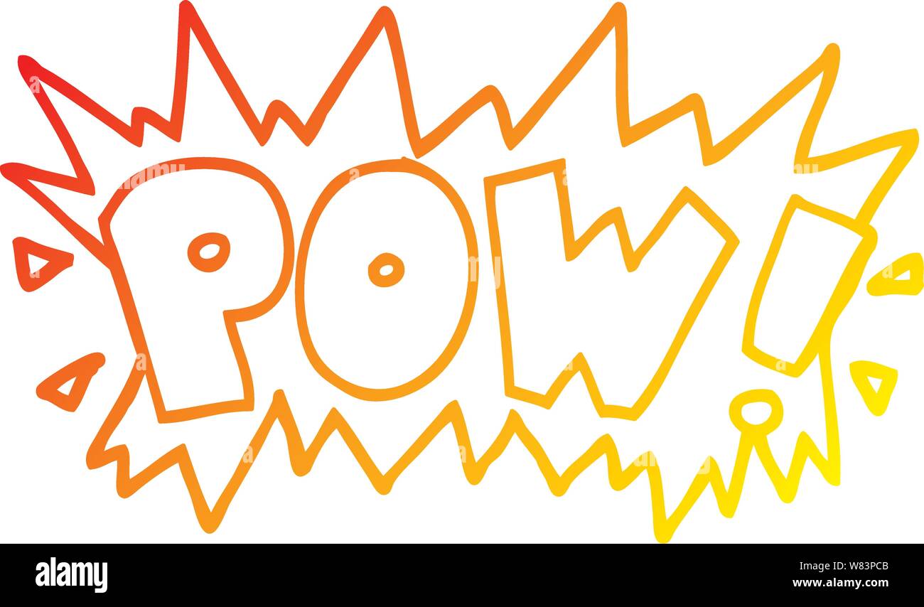 warm gradient line drawing of a cartoon word pow Stock Vector Image ...