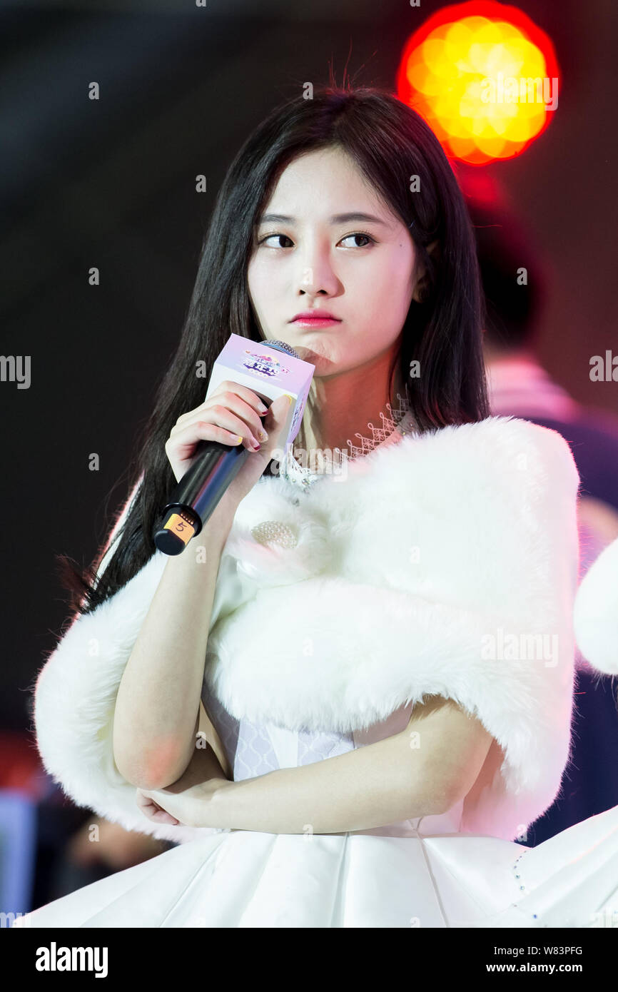 Singer and actress Ju Jingyi of Chinese girl group SNH48 attends a ...