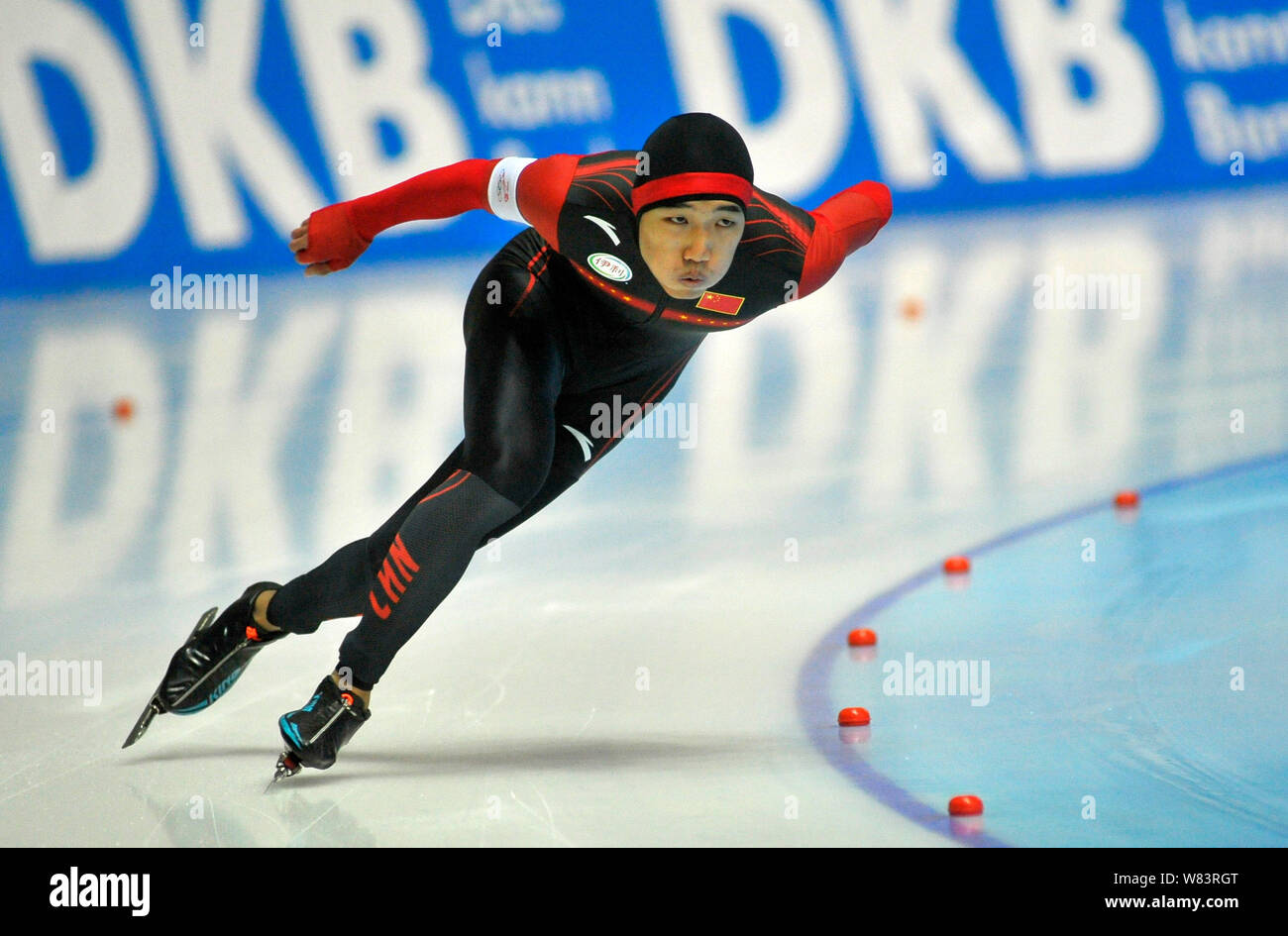 Gao Tingyu of China competes in the 500m Men Division A during the ISU ...