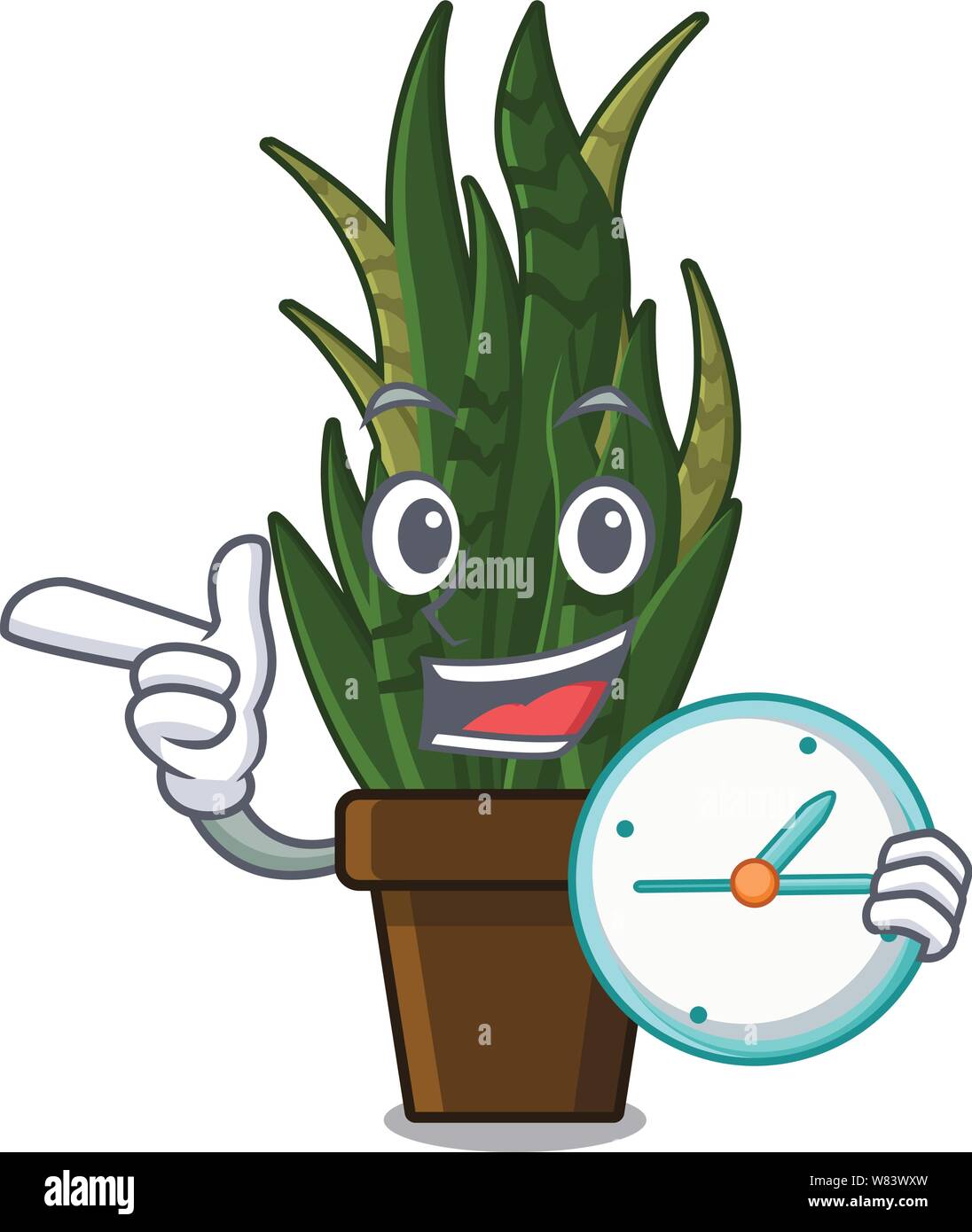 With clock plant snakes planted in cartoon pots Stock Vector Image ...