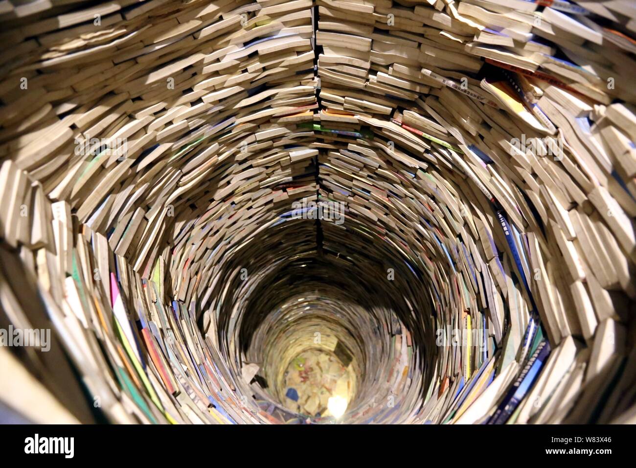 A well-shaped installation made of discarded books by a Chinese mother ...