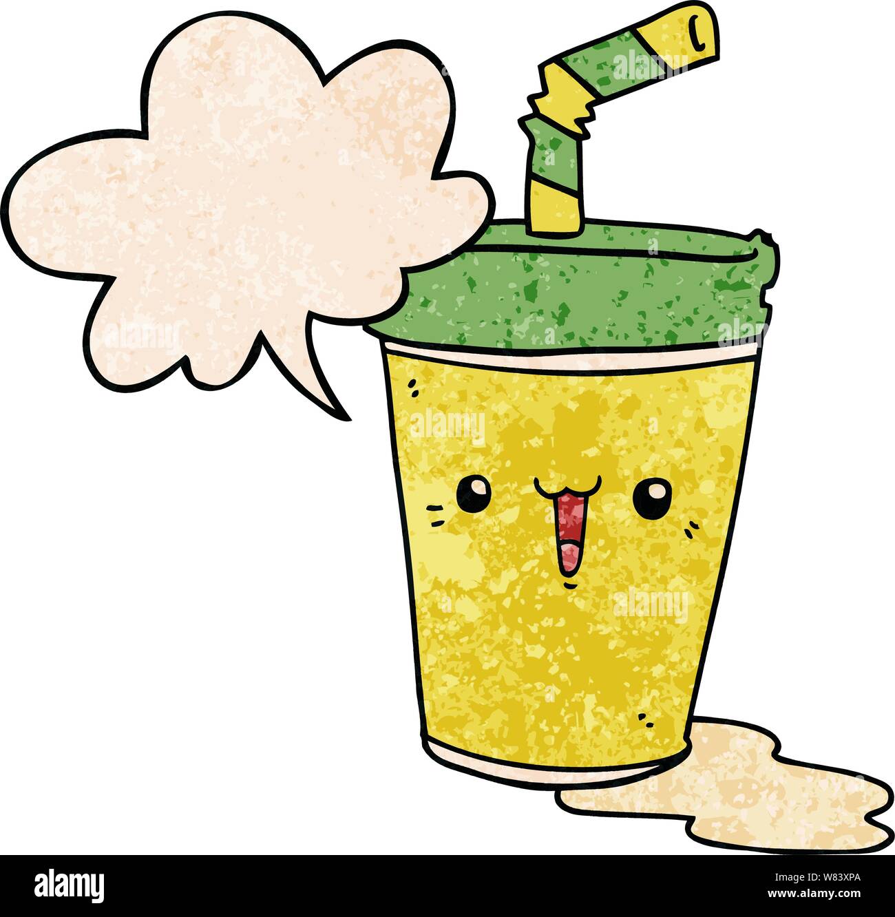 cute cartoon soda with speech bubble in retro texture style Stock ...