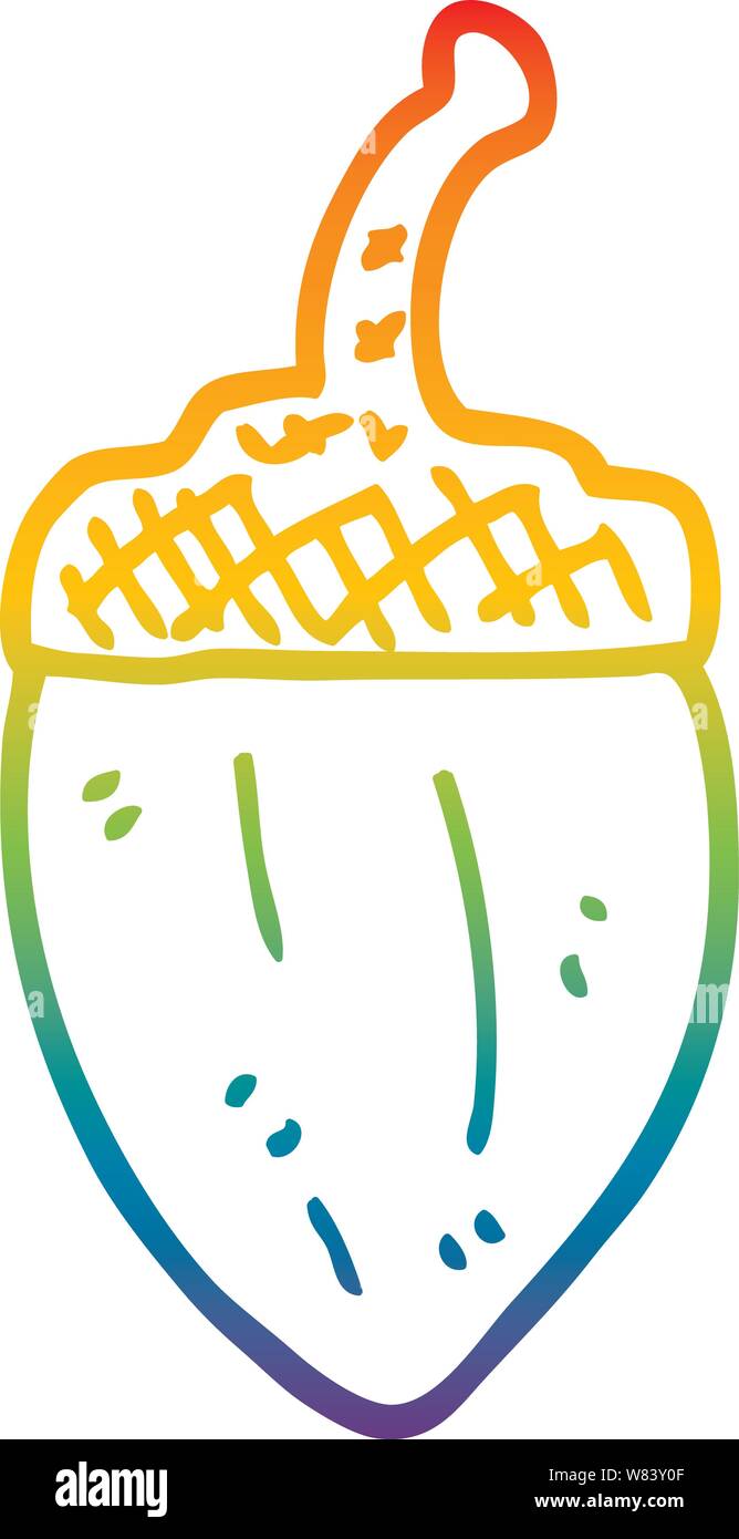 rainbow gradient line drawing of a cartoon acorn Stock Vector Image ...
