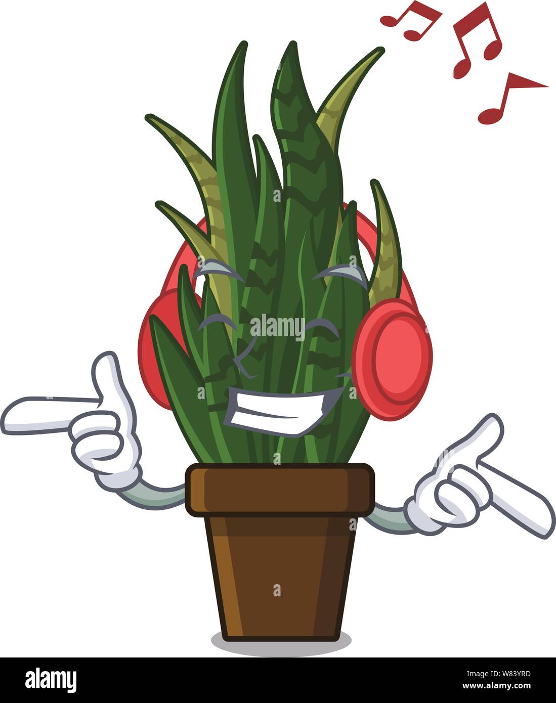 Listening music snake plant with the character shape Stock Vector Image ...