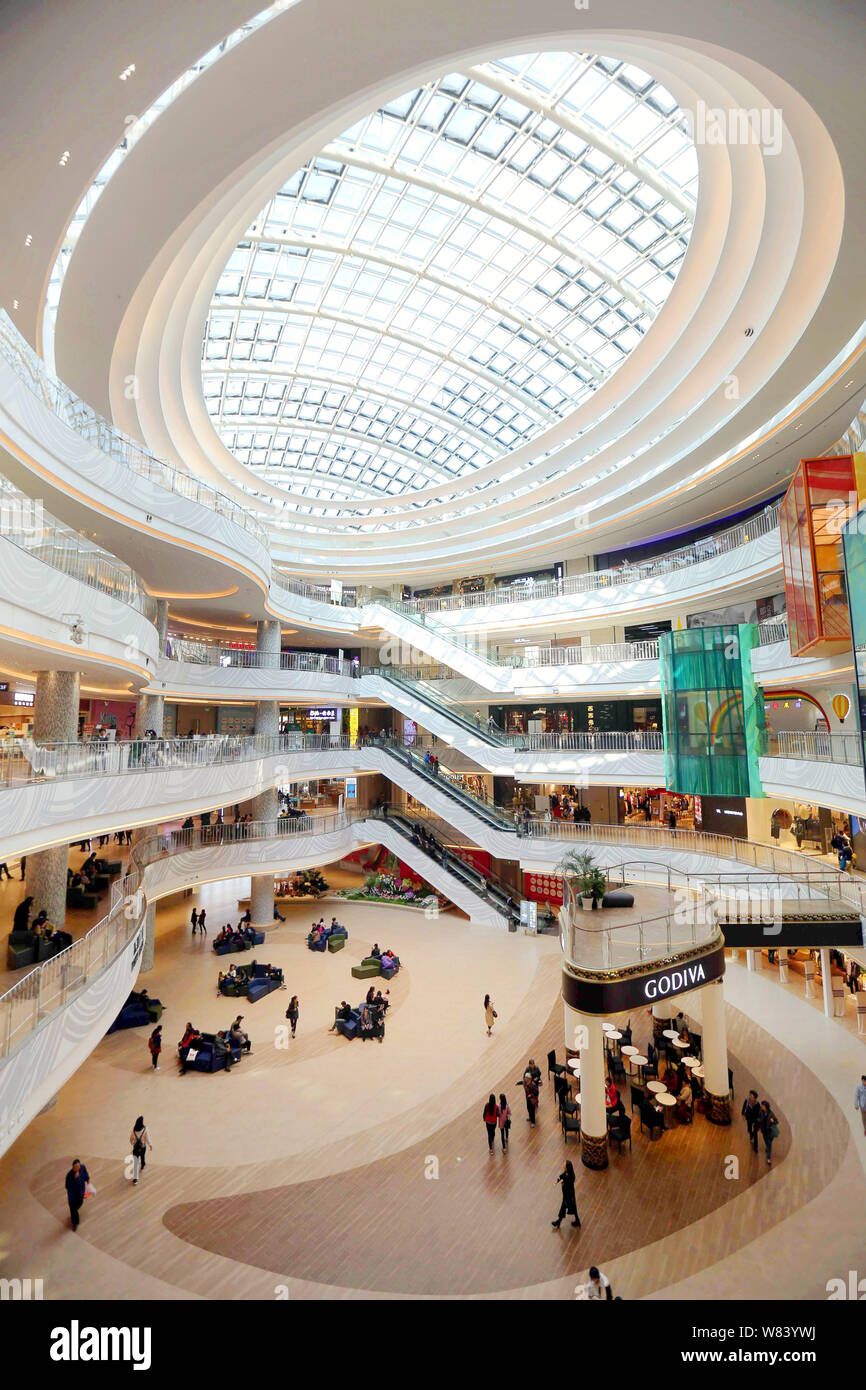 People are shopping at Vanke Mall in Qibao town, Shanghai, China, 2 ...