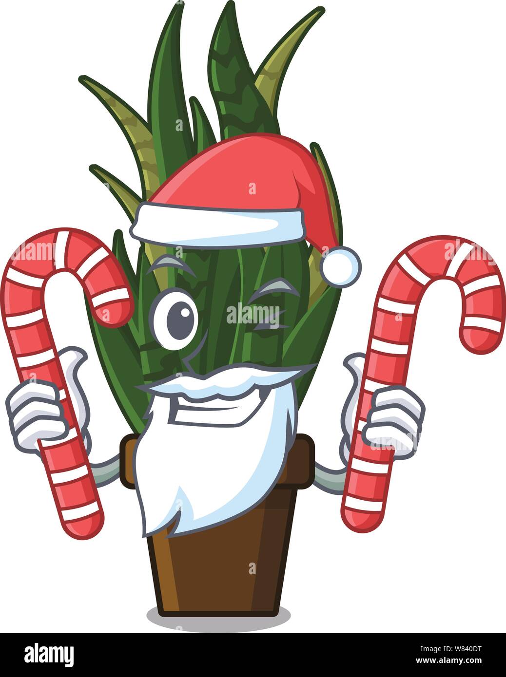 Santa with candy cartoon snake plant grows behind house Stock Vector ...