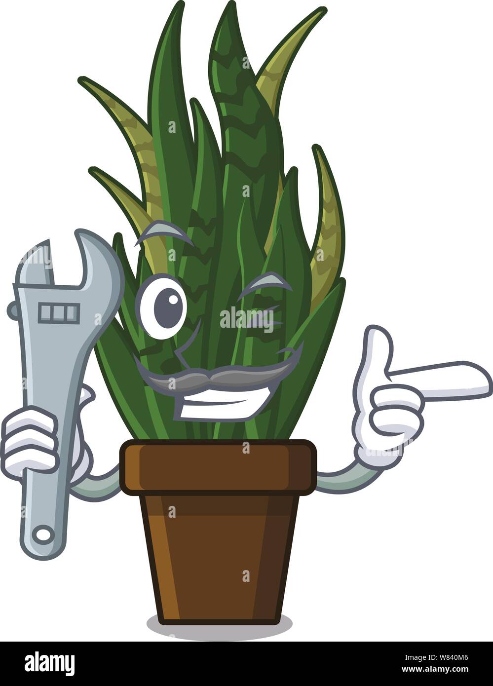 Mechanic cartoon snake plant grows behind house Stock Vector Image ...