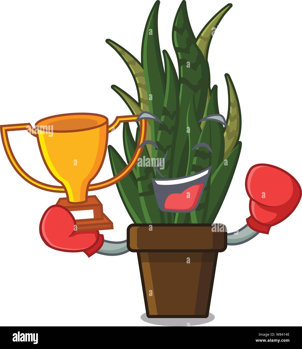 Boxing winner cartoon snake plant grows behind house Stock Vector Image ...