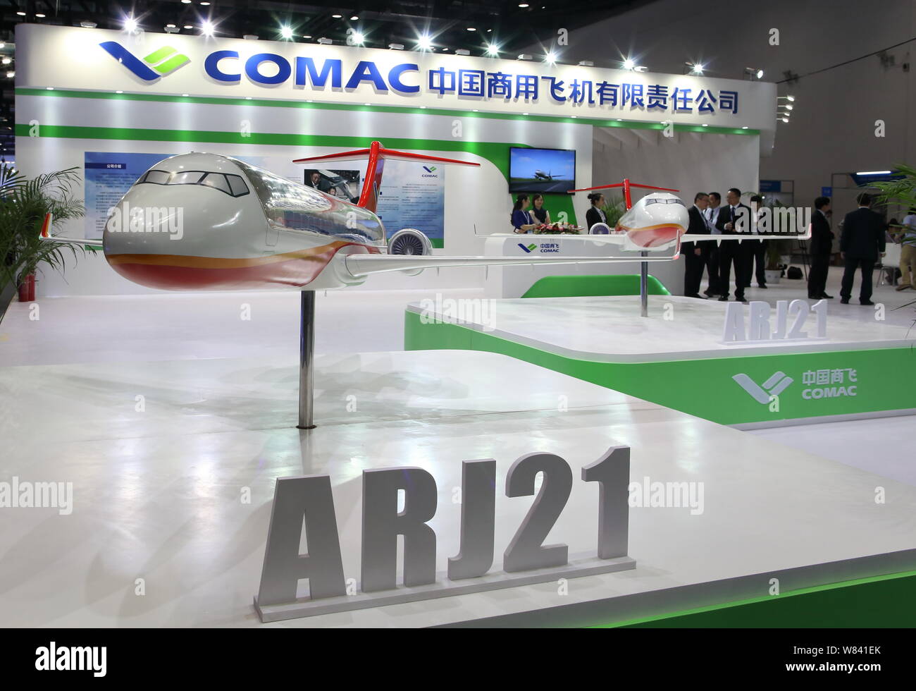 --FILE--A model of the Chinese-made ARJ21 regional jet is on display at ...
