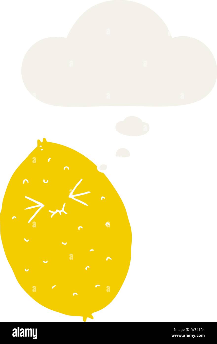 cartoon bitter lemon with thought bubble in retro style Stock Vector ...