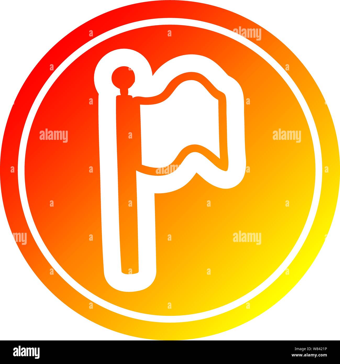 waving flag circular icon with warm gradient finish Stock Vector Image ...
