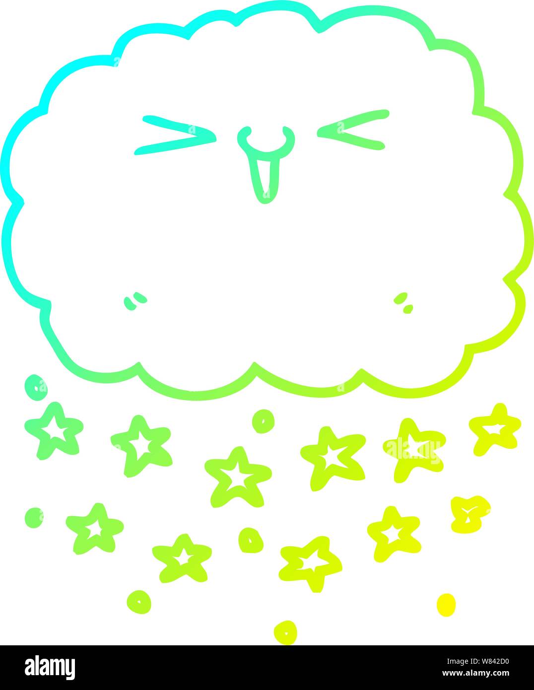 cold gradient line drawing of a happy cartoon cloud Stock Vector Image ...