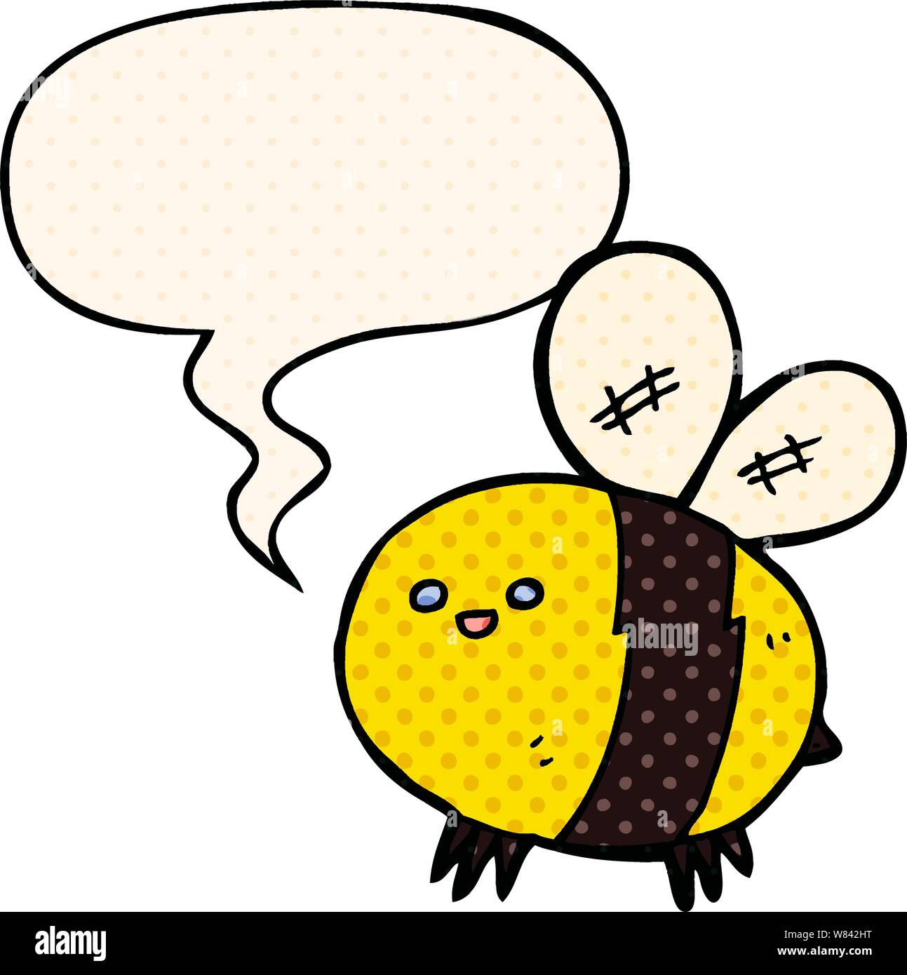cartoon bee with speech bubble in comic book style Stock Vector Image ...
