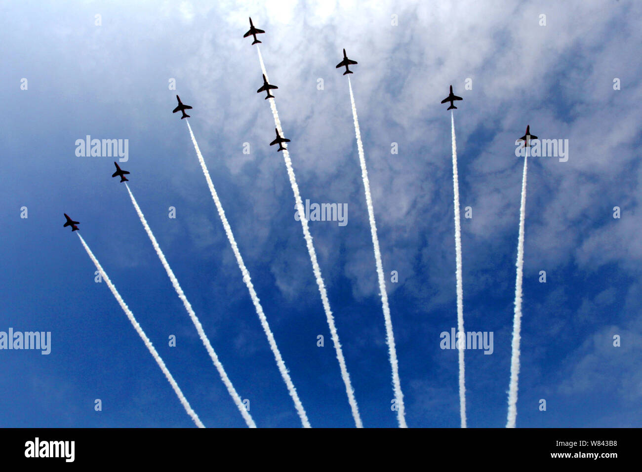 Planes of the British Royal Air Force Aerobatic Team, also known as the ...