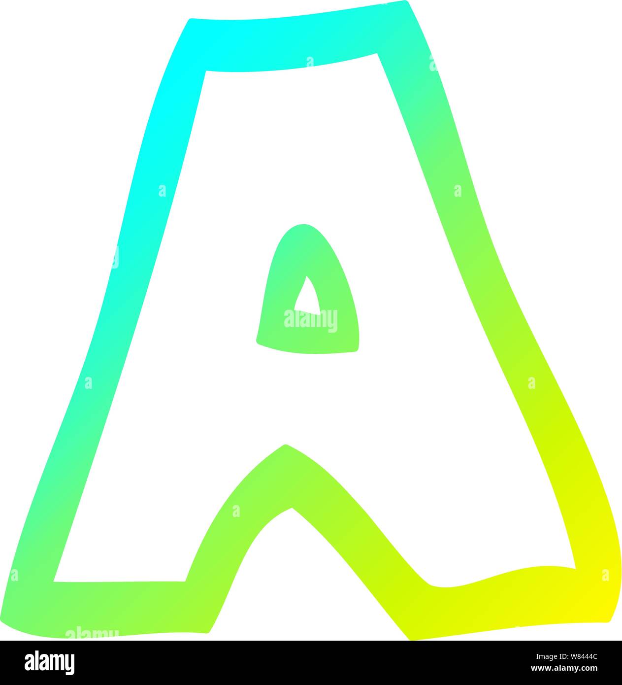 cold gradient line drawing of a cartoon letter a Stock Vector Image ...