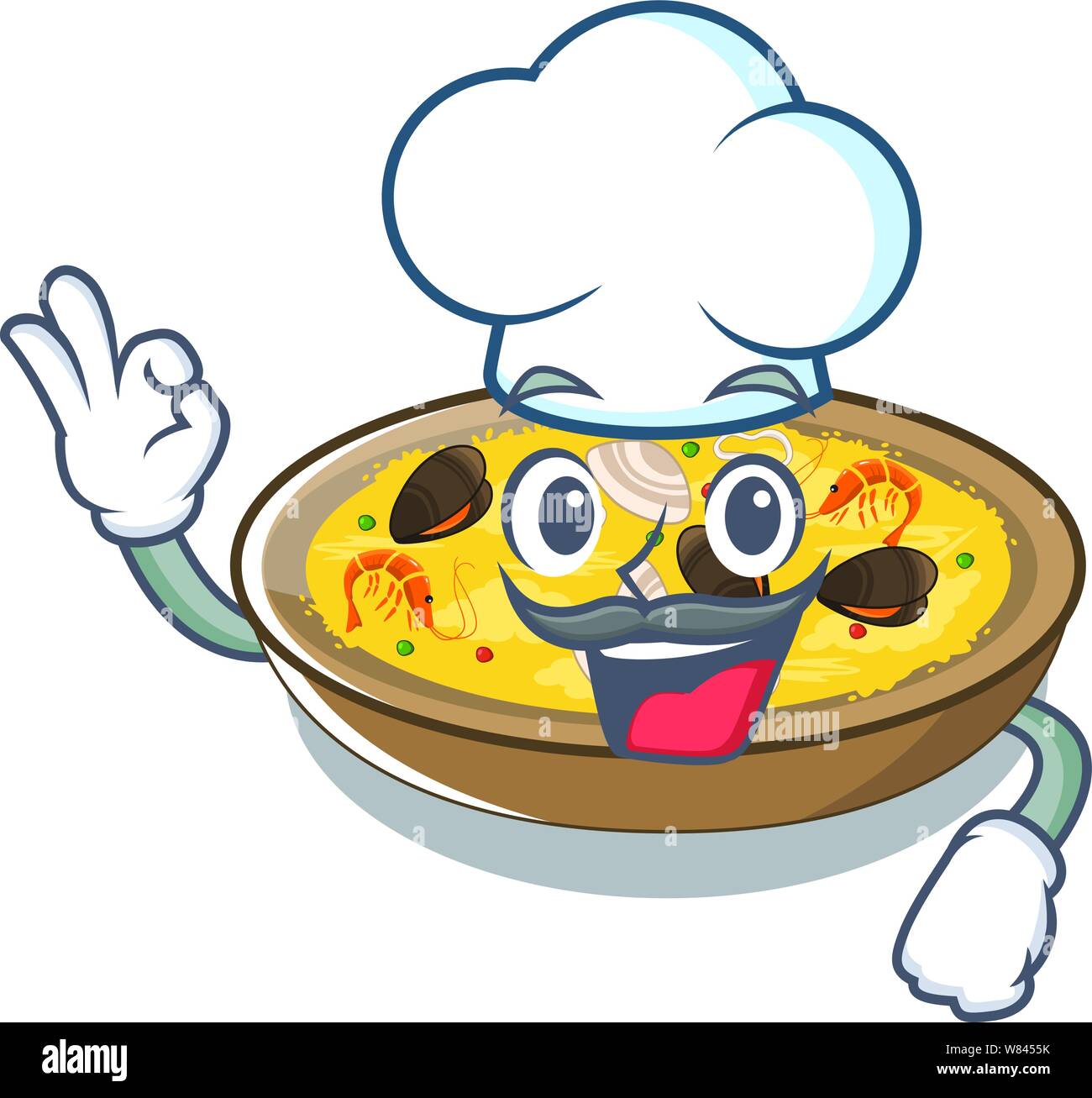 Chef spanish paella cooked in cartoon skillet Stock Vector Image & Art ...