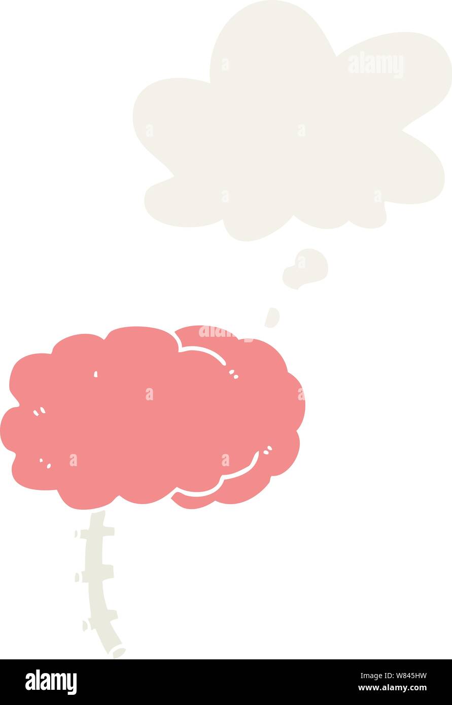 cartoon brain with thought bubble in retro style Stock Vector Image ...