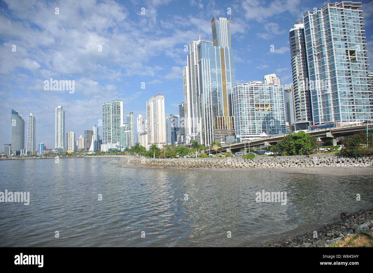 Panama city with high skyscrapers and port on the Pacific coast Stock ...