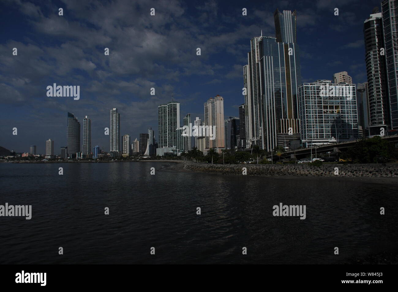 Panama city with high skyscrapers and port on the Pacific coast Stock ...